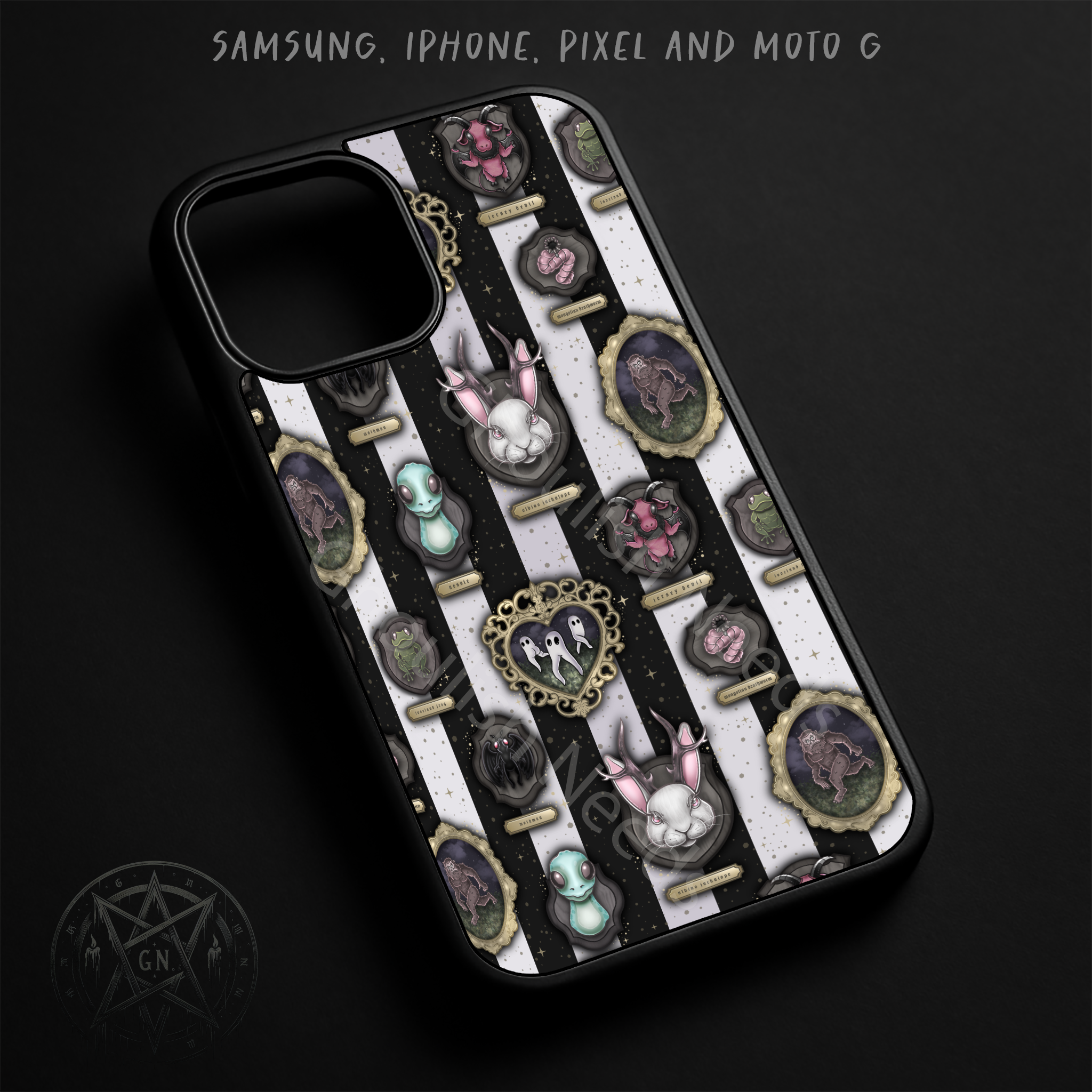 Cryptid Frames Phone Case – Pastel Goth Cryptid Art | Ghoulish Needs